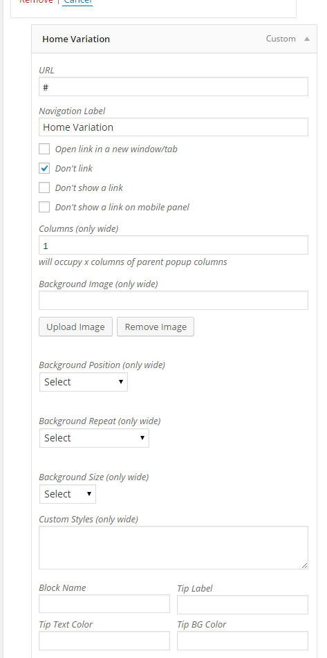 Menu Setup - Porto Documentation