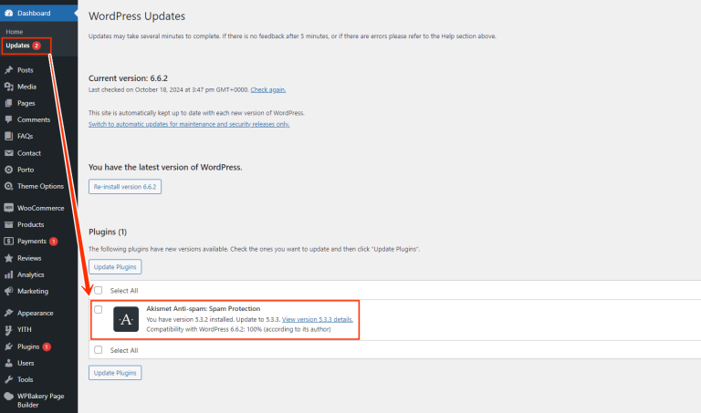 How to Update Plugins and how to fix update failed error - Porto ...