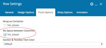 How to remove column spacing in a row element? - Porto Documentation