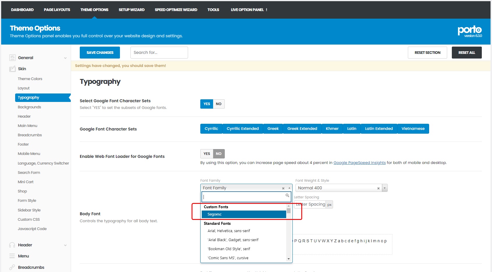 How to use custom font - Porto Documentation