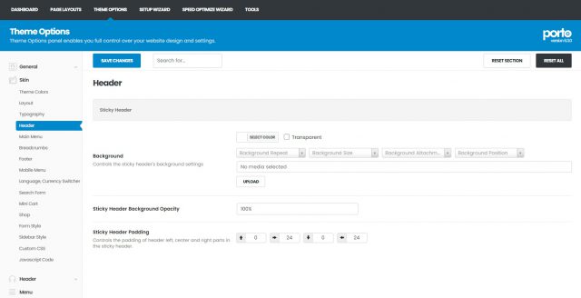 Skin - Porto Documentation Theme Options