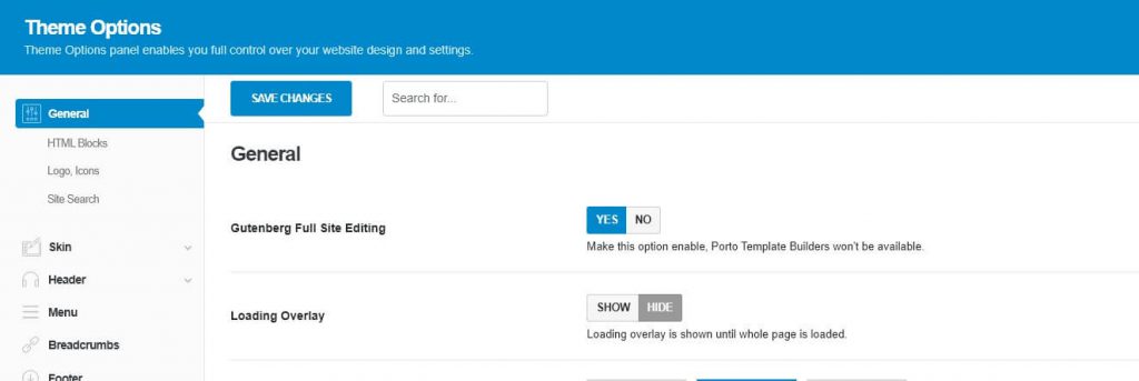 Compatibility With Gutenberg Full Site Editing - Porto Documentation