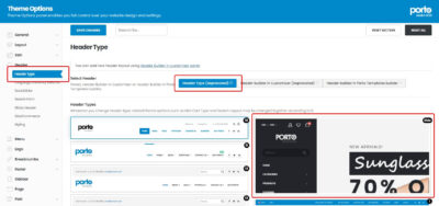 Menu Setup - Porto Documentation