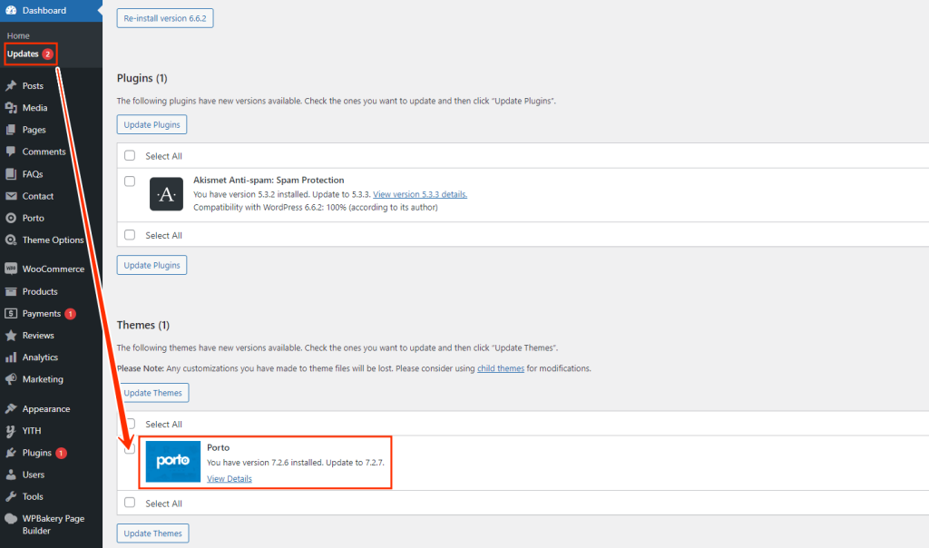 Update Theme - Porto Documentation