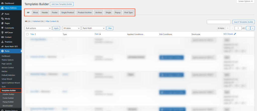 Templates Builder - Porto Documentation