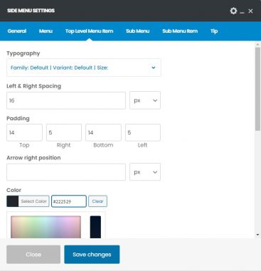 Menu & Sidemenu - Porto Shortcodes