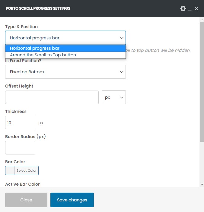 Scroll Progress - Porto Shortcodes