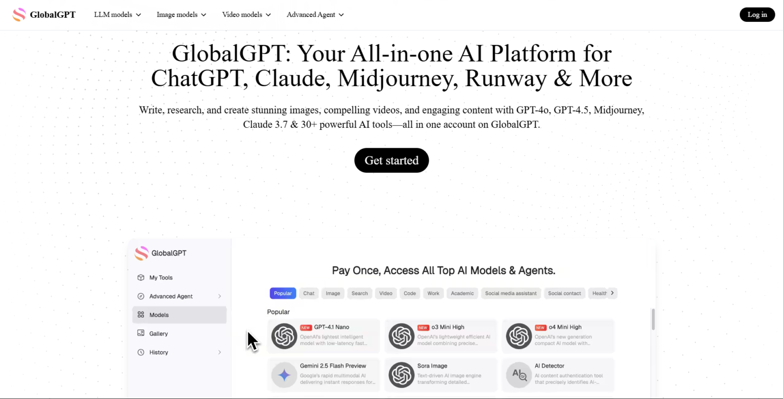 GlobalGPT – Instantly Access GPT-4, Claude, Midjourney & More in One Easy Tool